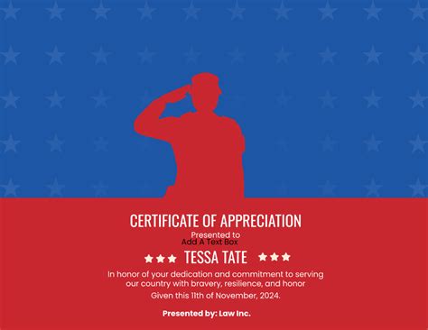 Veterans Day Free Printable Military Certificate Of Appreciation