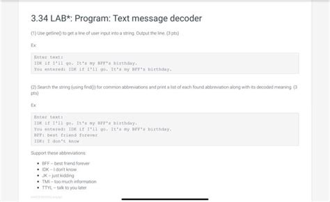 Solved 334 Lab Program Text Message Decoder 1 Use