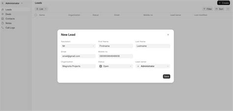 Save New Lead · Issue 3 · Frappe Crm · Github