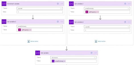 power automate cómo crear variables objeto tipo diccionario