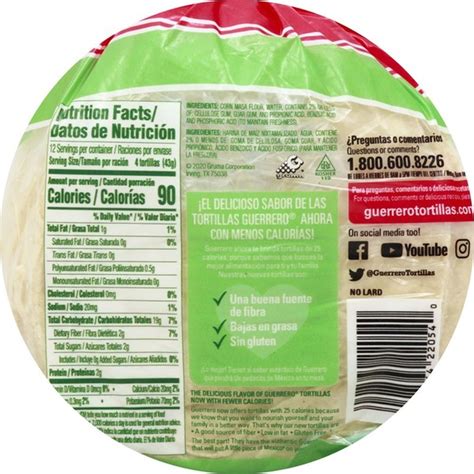 Guerrero Tortillas White Corn 25 Calories 50 Each Instacart