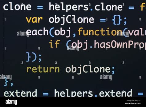 Real Java Script Code Developing Screen Programing Workflow Abstract Algorithm Concept Closeup