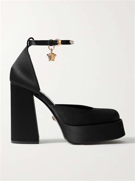 Versace Medusa Aevitas Embellished Satin Platform Pumps Net A Porter