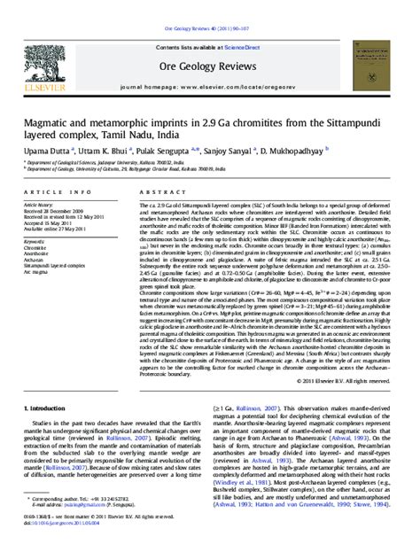 Pdf Magmatic And Metamorphic Imprints In 29ga Chromitites From The Sittampundi Layered