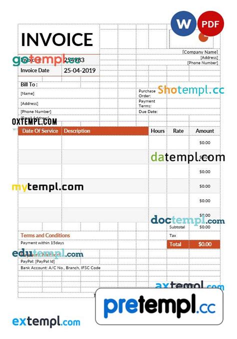 Payment Invoice Example In Word And Pdf Format Pretempl