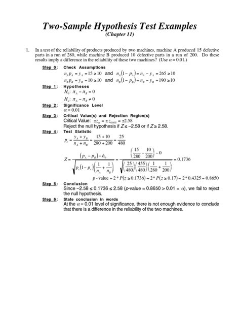 Two Sample Hypothesis Examples Pdf