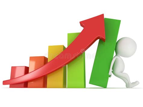 3d Colored Bar Graph With Team Of White People Stock Illustration
