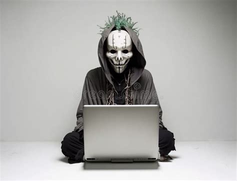 Anonymous Hacker With Crazy And Weird Fashion Concept Of Hacking Cybersecurity Cybercrime