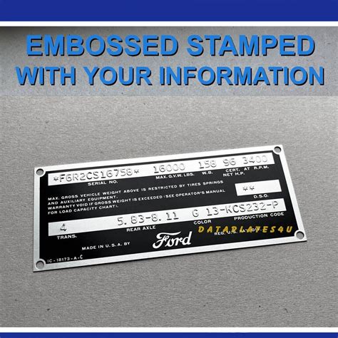 1951 1952 Ford Truck Trim Option Data Plate Rating Tag F1 F2 F3 F4 F5 F6 F7 F8 Ebay