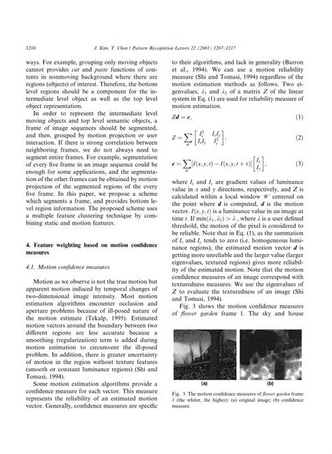 Pdf Multiple Feature Clustering For Image Sequence Segmentation