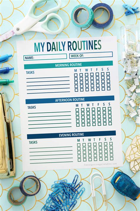 Free Printable Daily Routine Chart Free Organizing Printables