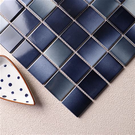 Foshan Manufacturer 2x2 Inch Ceramic Gradient Blue Square Mosaic Tile