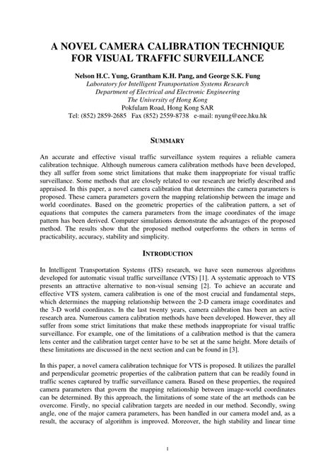 Pdf A Novel Camera Calibration Technique For Visual Traffic Surveillance