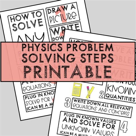 Physics Problem Solving Steps Printable Freebie Physics Problems