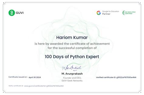 Hariom Kumar On Linkedin Excited To Share That Ive Successfully Completed The 100 Days Of Python