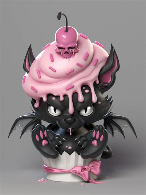 Artstation Devil Kitty Cupcake Ali Nasir Cute Monsters Drawings Cupcake Art Cute Drawings