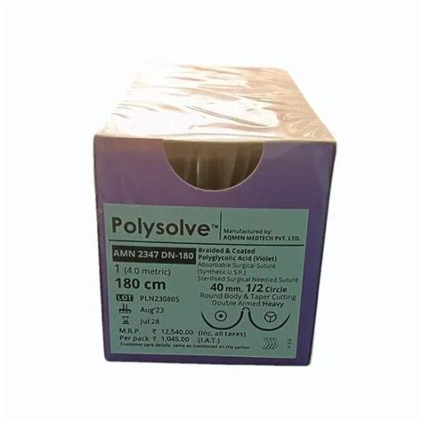 Synthetic Polysole Surgical Absorbable Suture Size 1 0 At ₹ 1150box