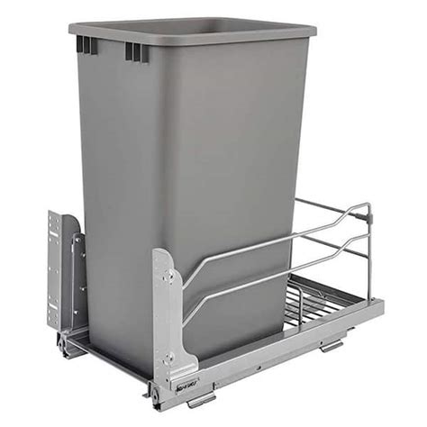 Rev A Shelf Silver Pull Out Kitchen Trash Can 50 Qt With Soft Close 53WC 1550SCDM 117 The