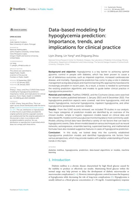 Pdf Data Based Modeling For Hypoglycemia Prediction Importance