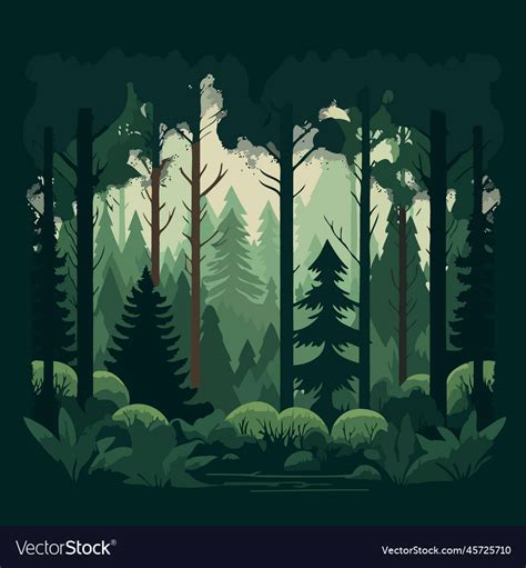 Woodland Forest Landscape With Trees Royalty Free Vector