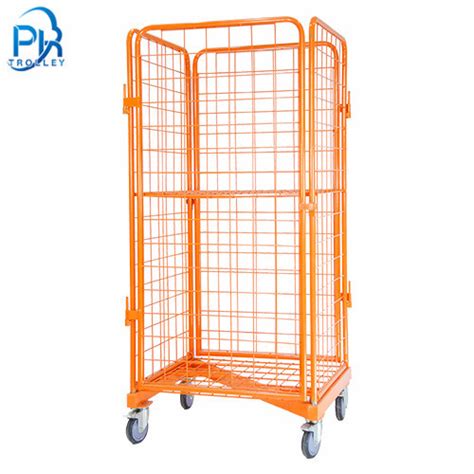 Customized Fully Enclosed Wire Mesh Cart Storage Roll Pallet Roll Container And Roll Trolley
