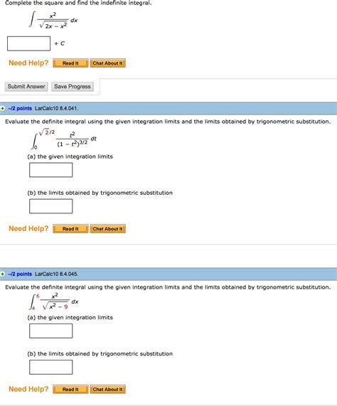 solved complete the square and find the indefinite integral