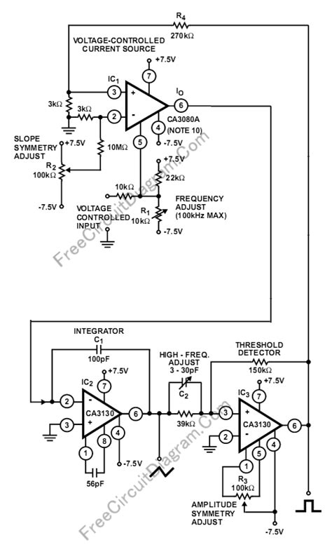 Function Generator Using Ca3080 And Ca3130 Op Amps Electronic Circuit Diagram
