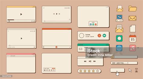 Big Set Of Retro Vaporwave Desktop Browser And Dialog Window Templates