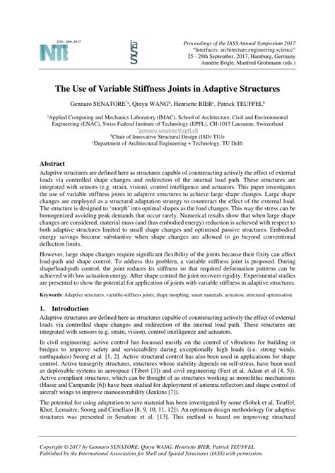 PDF The Use Of Variable Stiffness Joints In Adaptive Structures