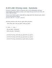 Driving Costs Functions Docx LAB Driving Costs Functions Driving Is Expensive Write