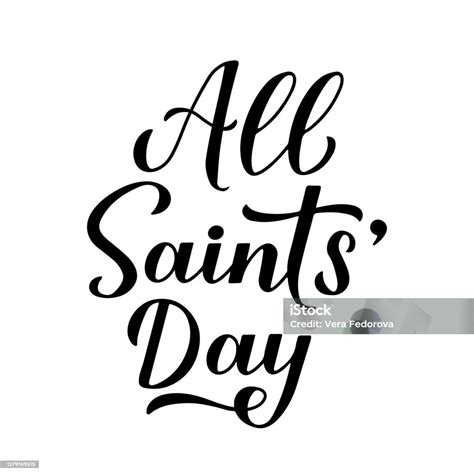 모든 성도의 날 서예 손 은 흰색에 고립 된 문자 타이포그래피 포스터 카드 배너 전단지 스티커 등을 위한 벡터 템플릿 11월에 대한 스톡 벡터 아트 및 기타 이미지 Istock
