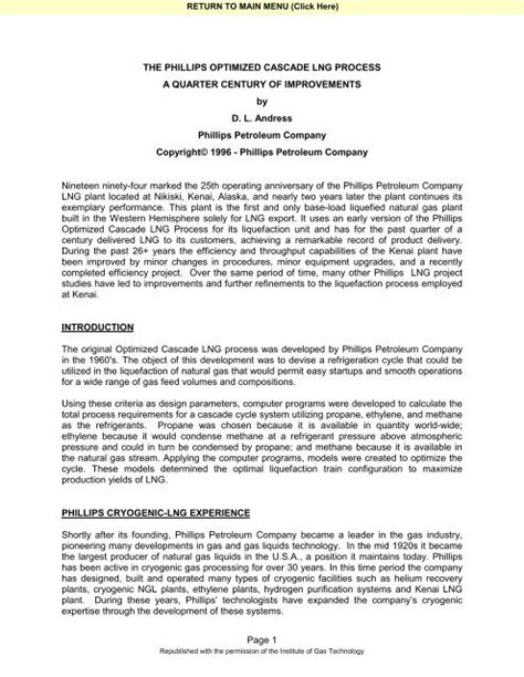 Page 1 THE PHILLIPS OPTIMIZED CASCADE LNG PROCESS A