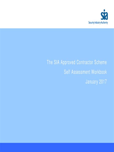 Sia Approved Contractor Scheme Self Assessment Workbook Fill Out