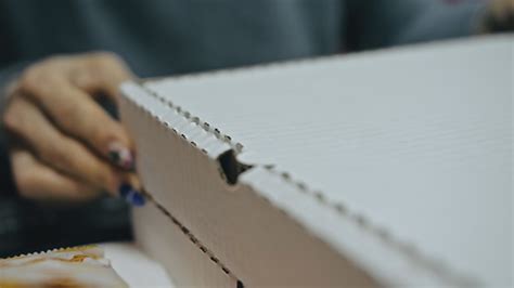 소녀는 피자 치즈 4를 먹는다 젊은 여성의 입을 가까이서 탐욕스럽게 피자를 먹고 야외 레스토랑에서 츄잉 정크 푸드 오픈 박스에서 피자 4 명에 대한 스톡 사진 및 기타