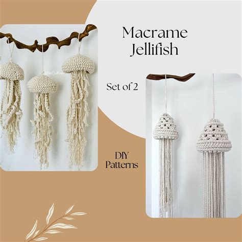 DIY Patterns Macrame Jellyfish Macrame PDF Pattern Ocean Vibes Decor Set Of Macrame
