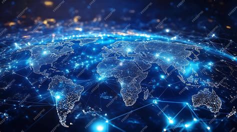 A Glowing Digital Map Of The World With Lines Connecting Cities And