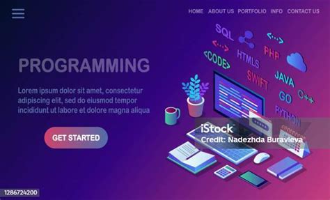 소프트웨어 개발 프로그래밍 언어 코딩 3d 아이소메트릭 Pc 디지털 애플리케이션을 갖춘 컴퓨터 0명에 대한 스톡 벡터 아트 및 기타 이미지 Istock