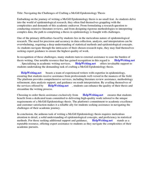 Mcgill Epidemiology Thesis Pdf Thesis Doctor Of Philosophy