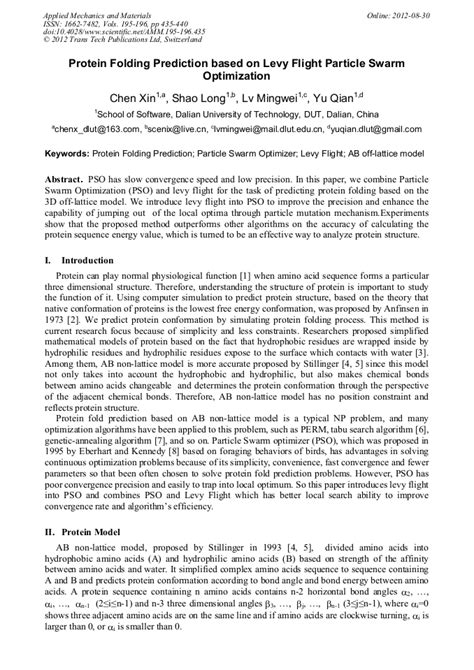 Protein Folding Prediction Based On Levy Flight Particle Swarm Optimization Scientificnet