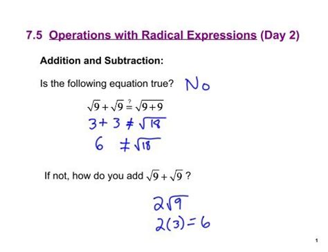 7 5 Operations With Radical Expressions Day 2