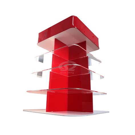 4 Tier Revolving Acrylic Tabletop Display Stand Acrylic Counter Revolving Stand Qiao Song