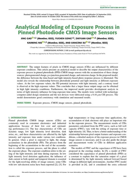 Analytical Modeling Of Exposure Process In Pinned Photodiode Cmos Image Sensors Pdf P N