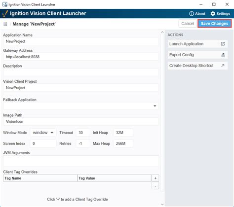 Vision Client Launcher Settings Ignition User Manual