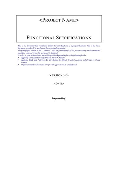 Functional Specifications Template Pdf Use Case Specification