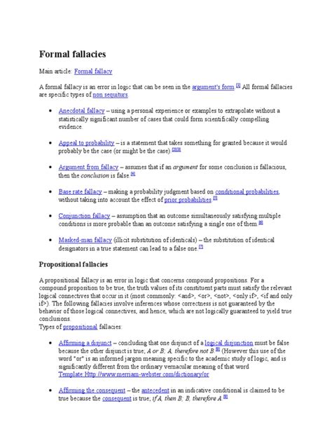 Formal Fallacies Pdf Fallacy Argument