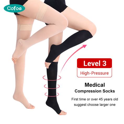 Cofoe 1 Pair Thighcalf Compression Socks Stocking Terapi Kaki Level 3