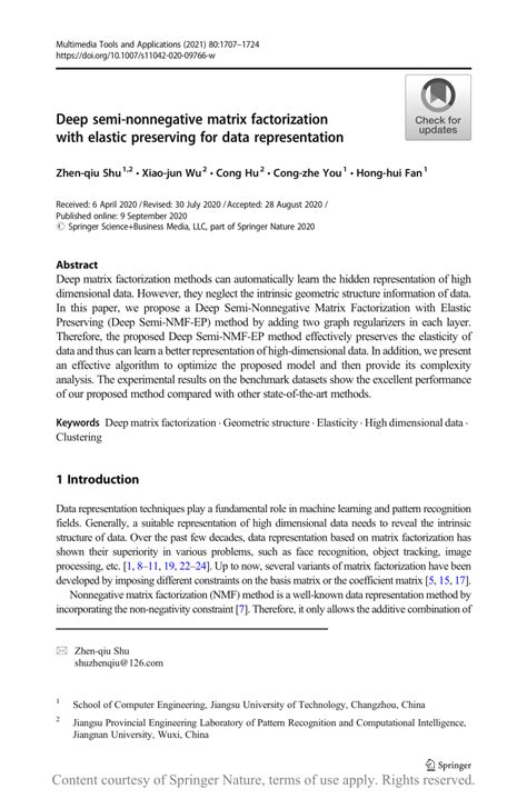 deep semi nonnegative matrix factorization with elastic preserving for