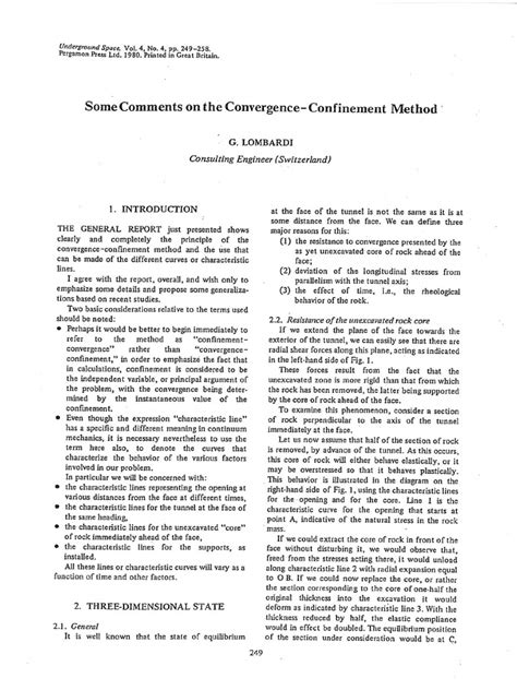 Lombardi 1980 Some Comments On The Convergence Confinement Method Pdf