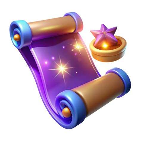 Magical Scroll And Star Reward Unveiling A Fantasy Game Asset 56097364 Png