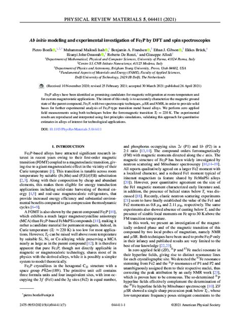 Pdf Ab Initio Modeling And Experimental Investigation Of Fe2p By Dft